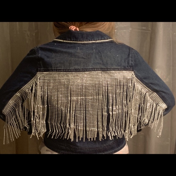 Dollhouse | Jackets & Coats | Bling Fringe Jean Jacket | Poshmark